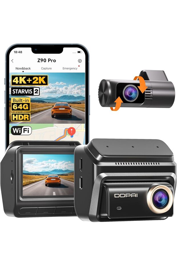 DDPAI Z90 Pro 4K+2K Dual HDR Dash Cam (STARVIS2 IMX678) Front+Rear ...