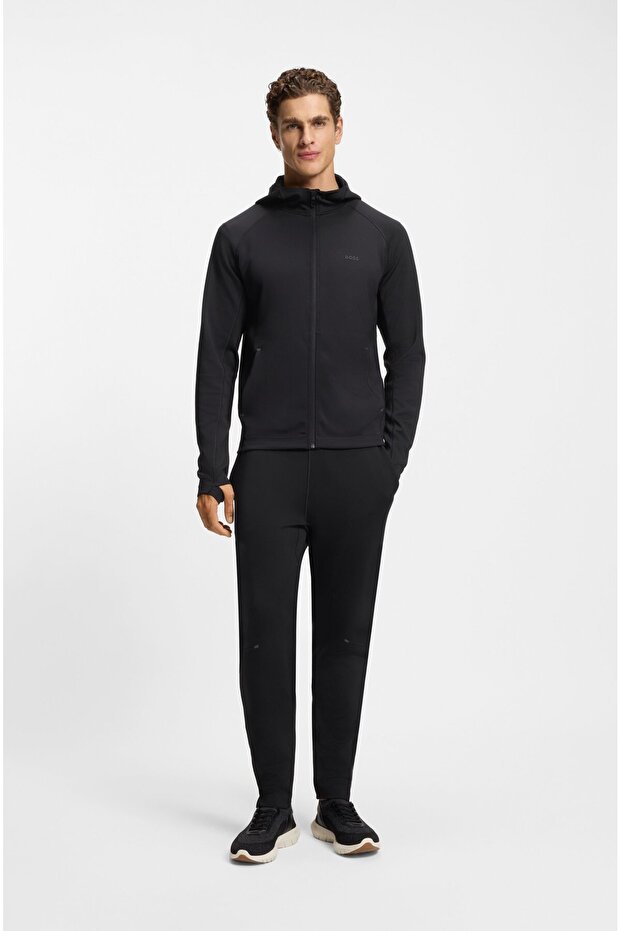 BOSS Erkek Normal Kalıp Kapüşonlu Uzun Kollu Esnek Kumaş Siyah ...