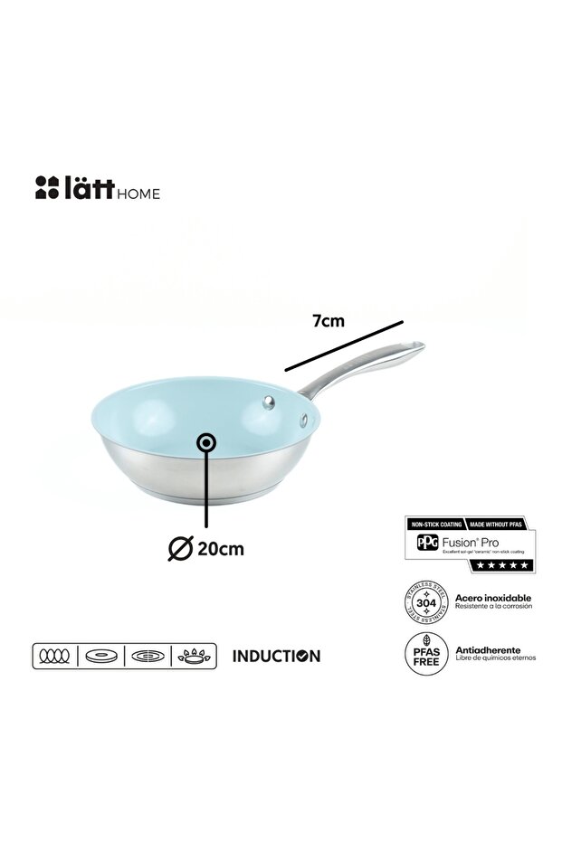 Lätt Home Stainless steel frying pan with non-stick ceramic coating ...