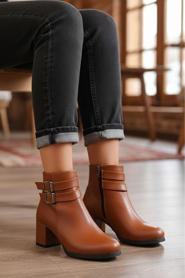 Santamarina Women's Harmina Double Buckle Short Boots- Trendyol