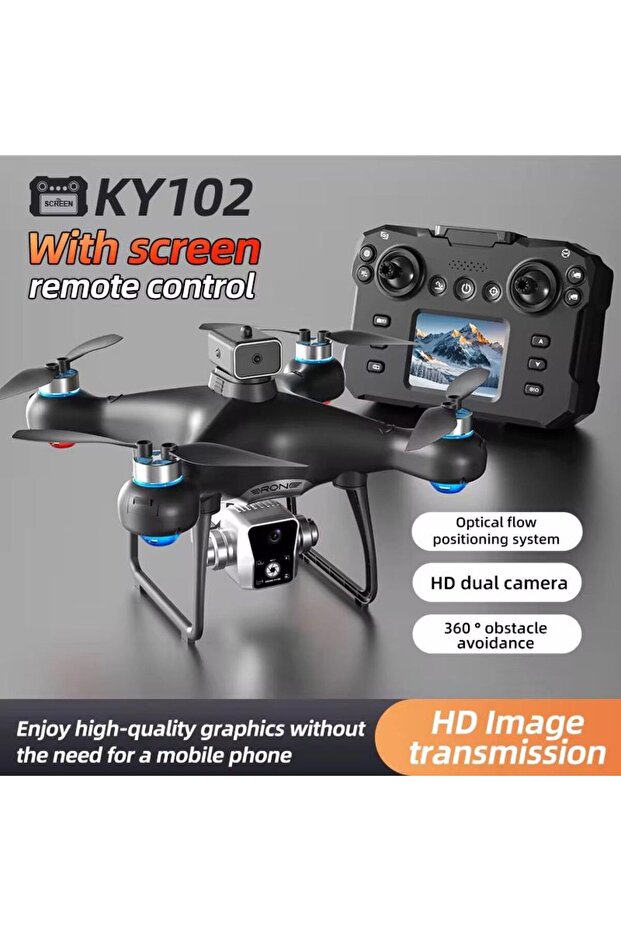 Generic KY102 Dual Camera LCD Screen Drone – Foldable Optical Flow RC ...