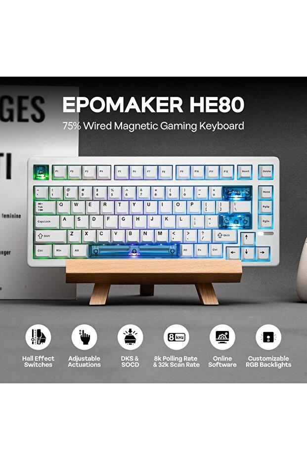 Epomaker HE80 Hall Effect Gaming Keyboard, 8K Polling, 32K Scan, Hot ...