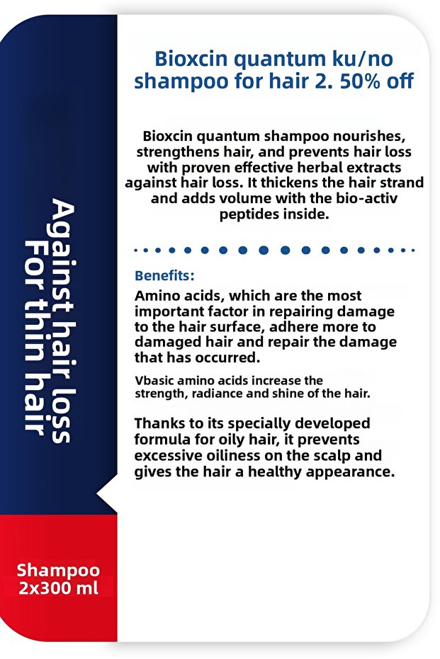 Bioxcin Quantum Shampoo for Dry and Normal Hair 300 ml 2Nd One Is 50% ...