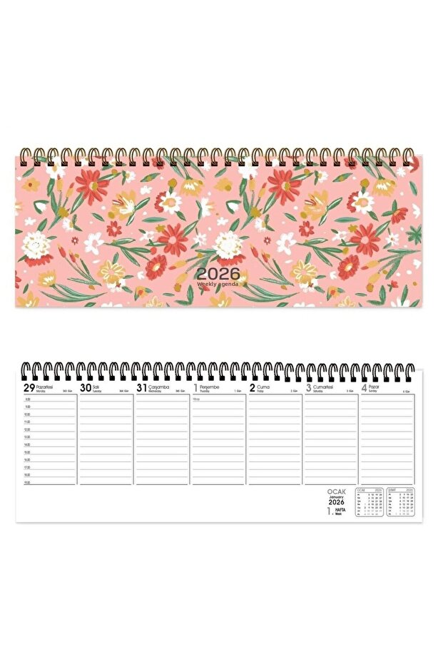 GENC DIJITAL BASKI 2026-AJ-65 12*33,5 Εβδομαδιαίο ημερολόγιο-Λουλούδι ...