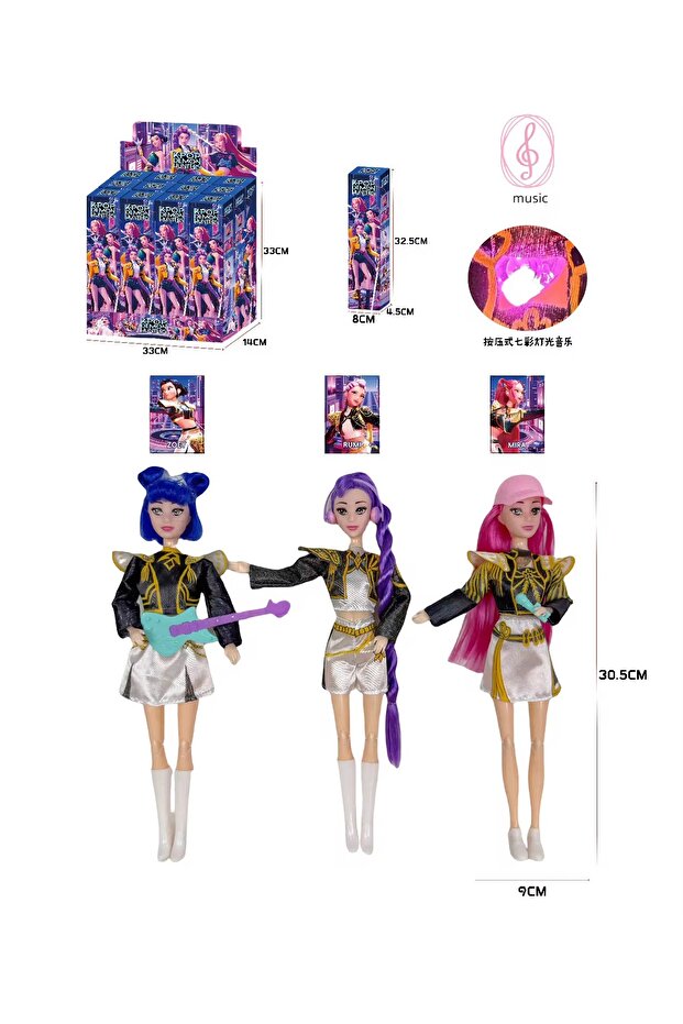 BimBimBo Set 3 papusi fetele K pop,demon hunters, Mira, Rumi și Zoey ...