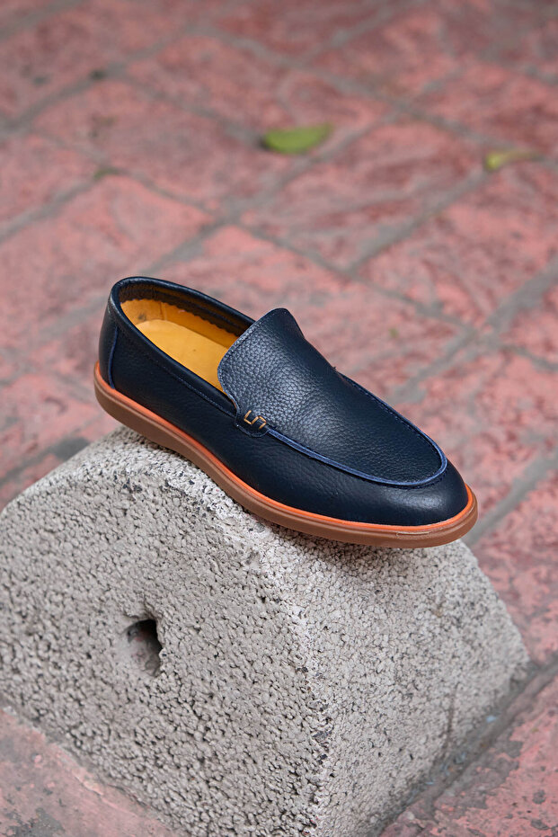Vantaggio Ravello Navy Blue 100% Genuine Leather Men's Loafer Shoes ...