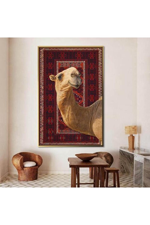 Designist Camel art on the wall - 90x120, gold frame, traditional ...
