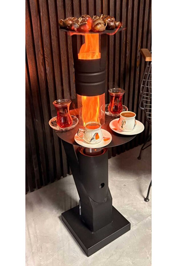 Tastech FÜZE TİPİ PELET SOBASI CAM SOBA ROKET SOBA BAHÇE CAM BALKON KIŞ ...