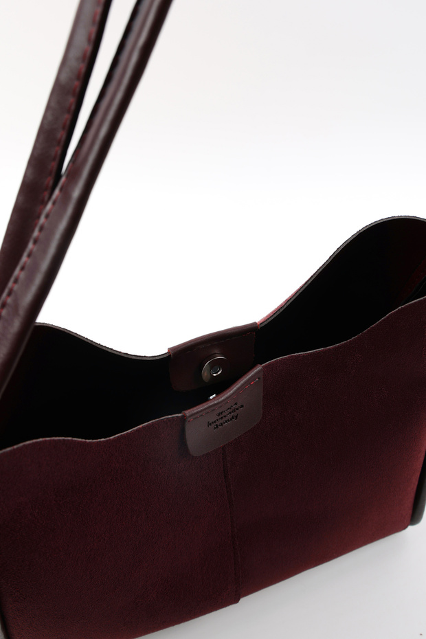 Shaka Burgundy Suede Shk76 Large Size Women's Hand and Shoulder Bag ...