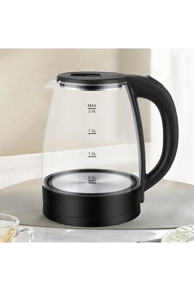 SLIVERS CRIEST غلاية كهربائية زجاجية، سعة 2 لتر، غليان سريع، إيقاف ...