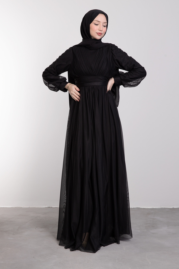 Lamia Giyim Minimalist Sıralı Piliseli Elbise Siyah - Fiyatı, Yorumları