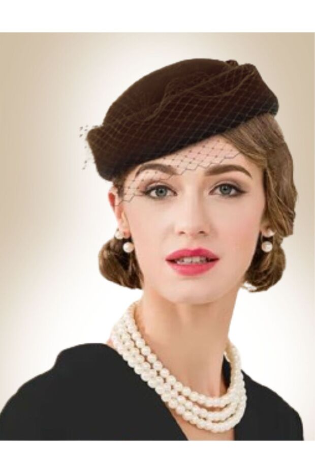 Confortino Palarie dama lux din fetru cu voaleta Miss Paris - marime UNICA, REGLABILA, fabricata ...