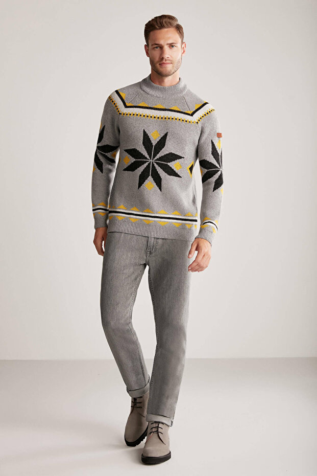 Hemington Kaşmir Yün Karışım Lupetto Yaka Kar Desen Gri Kazak - Fiyatı ...