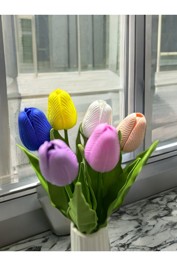 Baen 6’lı Renkli Dekoratif Lale Seti – Yapay Lale Çiçeği – Gerçekçi ...