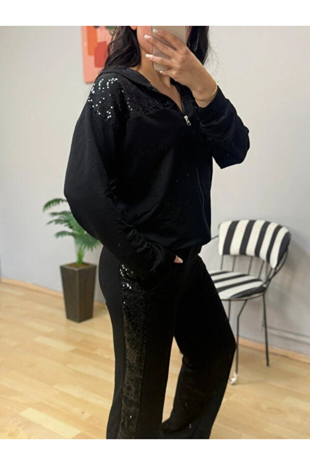 KentselBazaar Kadın Iki Iplik Kumaş Pul Ve Fermuar Detaylı Ikili Takım ...