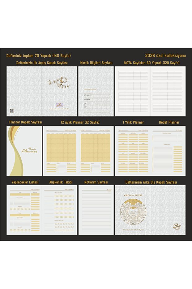 BİDEFTER Piano Note Notebook (Keyless K-Ç) 100% Handmade, Hand Stitched ...