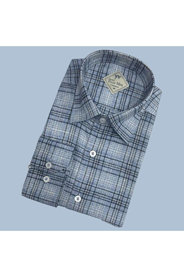 EREN STYLE Κλασικό 100% βαμβακερό μακρυμάνικο χειμερινό πουκάμισο ...