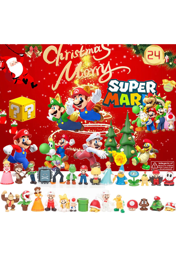 NO BRAND مجموعة هدايا عيد الميلاد من ماريو 2025، مجموعة تقويم مجيء عيد ...