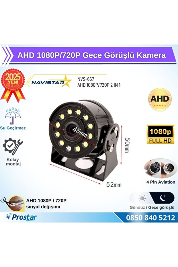 Navistar AHD 1080P/720P Yuvarlak tip Metal Kasa 11 Ledli Gece Görüşlü ...