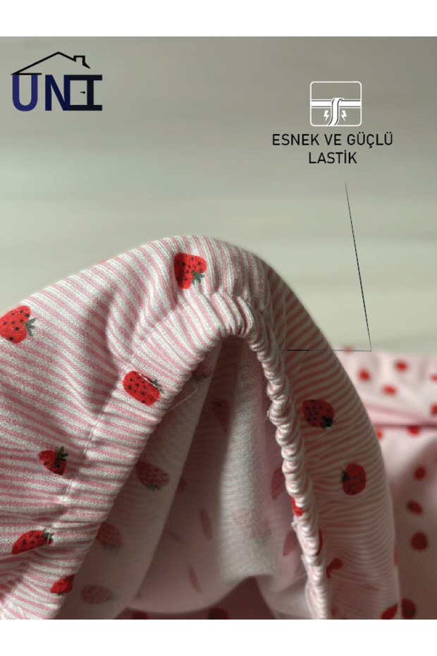 Home Çilek Desen %100 Pamuk Penye Lastikli Çarşaf – Çift Kişilik ...