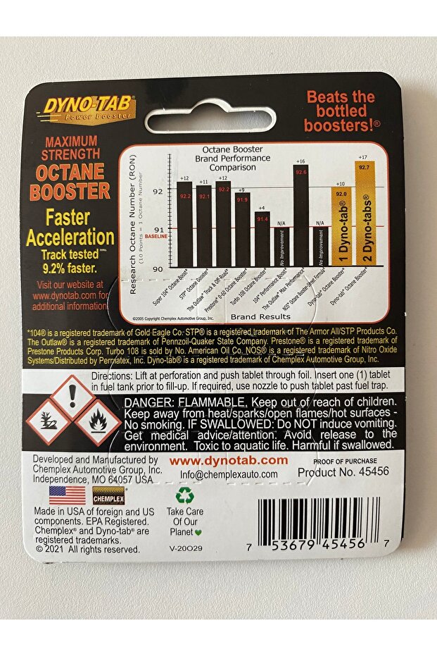 DYNO TAB Oktan Arttırıcı Octane Booster Benzinli araçlar 48 adet ...