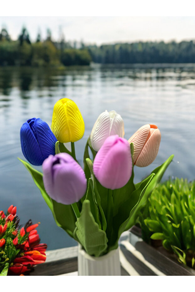 Baen 6’lı Renkli Dekoratif Lale Seti – Yapay Lale Çiçeği – Gerçekçi ...