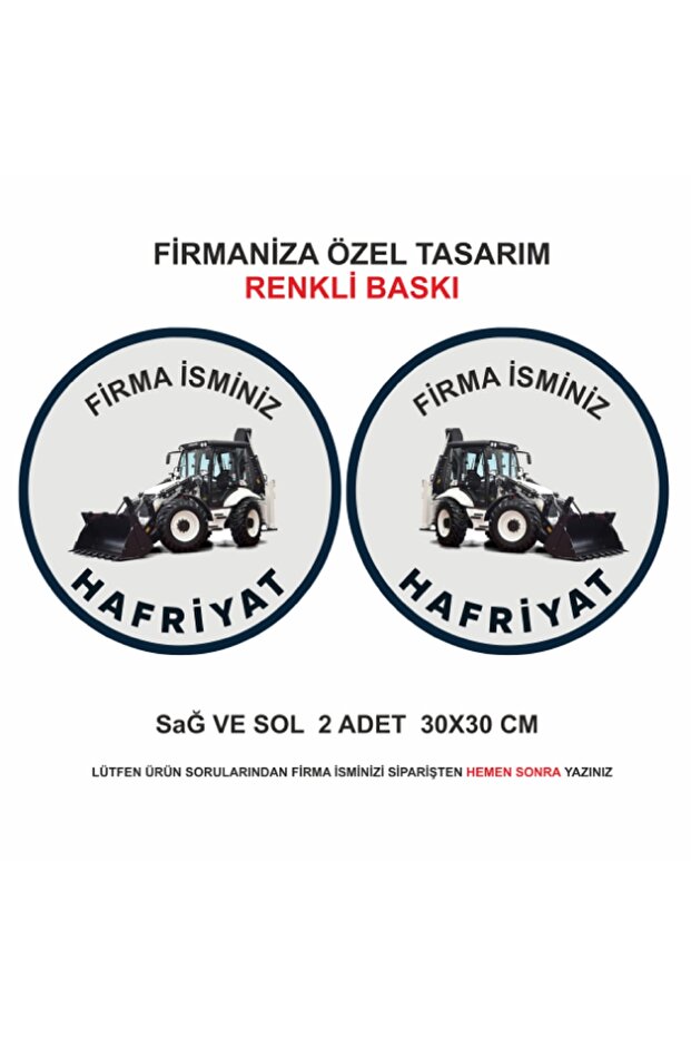EYBA STİCKER Firmanıza özel sağ sol 2 adet firma isimli tanıtım baskısı ...