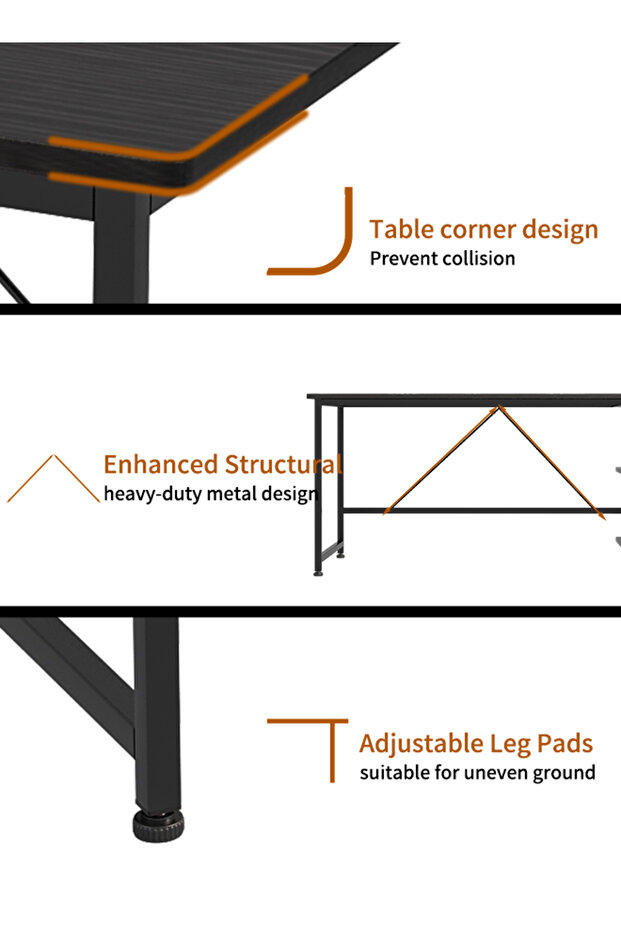 Bangiga 130cm Study Desk/Gaming Desk,Simple Computer Desk,Office Table ...