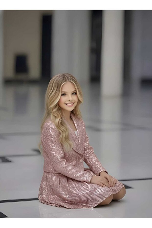 By Feyza Kids Collection By Feyza Girl's Pink Sequined 3-Piece Set ...