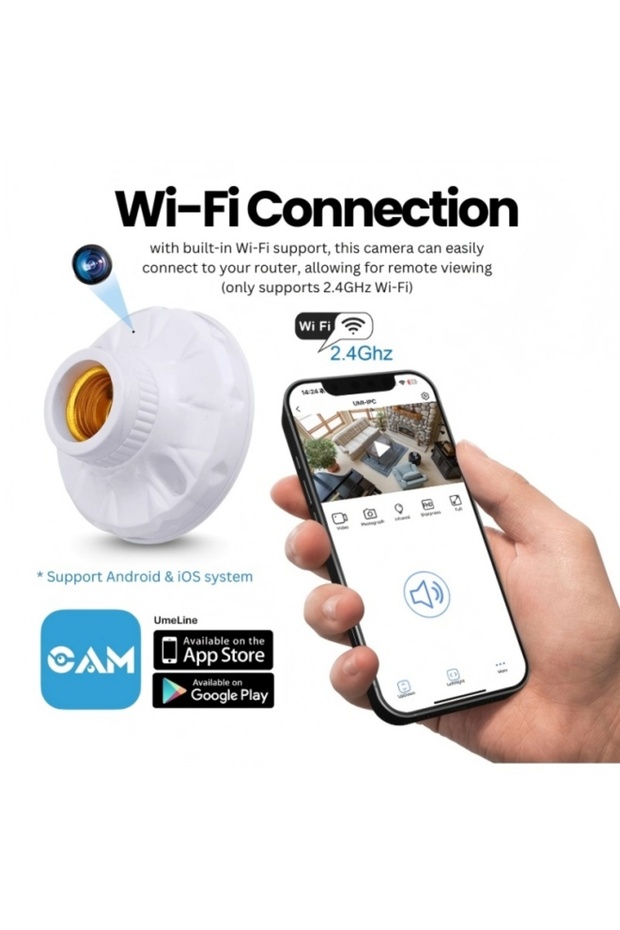 Electronic SPY 24/7 power supply WiFi 5MP E27 bulb-shaped camera, 1080P ...