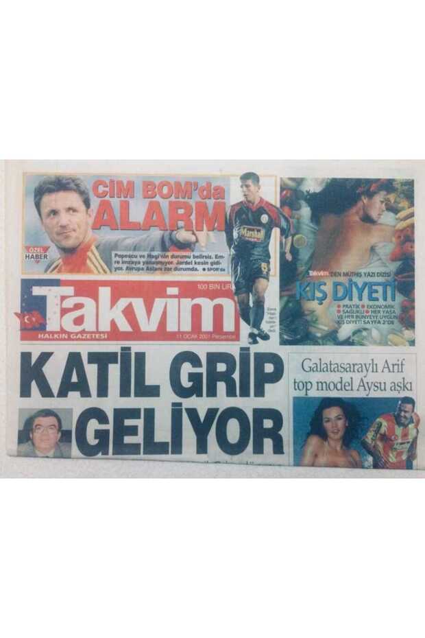 Gökçe Koleksiyon Takvim Gazetesi - 11 Ocak 2001 - Galatasaraylı Arif ...