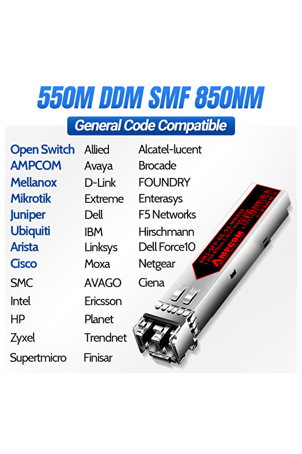 Choice General Code AMPCOM 1.25G Transceiver Module LC SFP Multi-mode, Duplex Optic Module ...