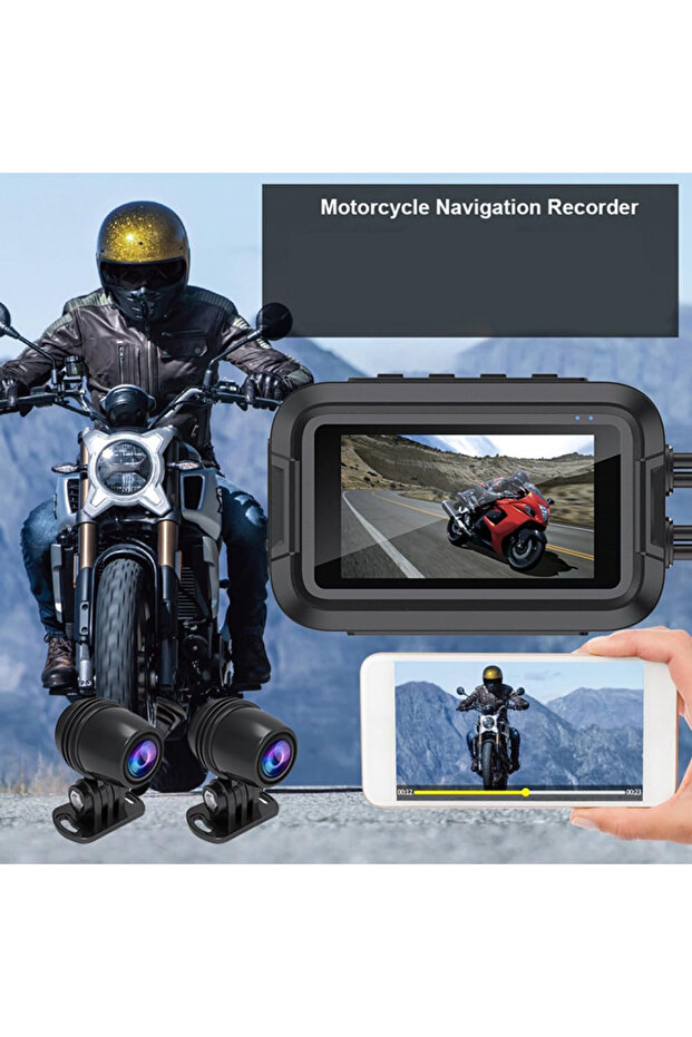 Coverzone Çift Ön-Arka Motosiklet Kamerası – 1080P, 150° Geniş Açı ...