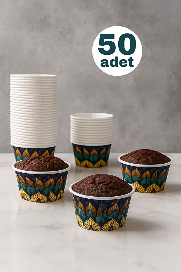 Funny Life 50'li Kraft Muffin Cupcake Kalıbı Kek Kapsülü Naturel Kek ...