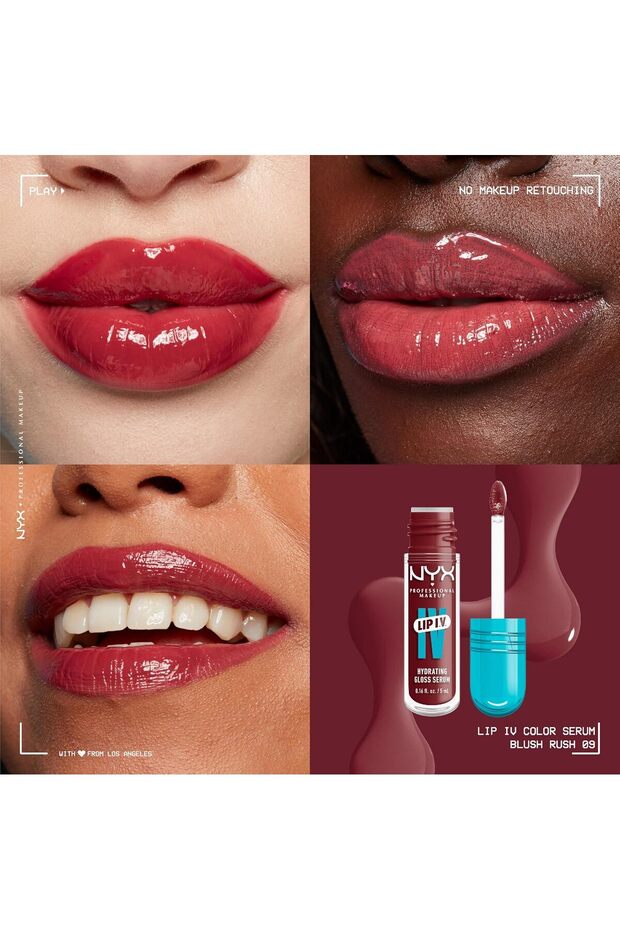 NYX Professional Makeup Lip IV Hydrating Gloss Stain, Lip Gloss, Up to ...