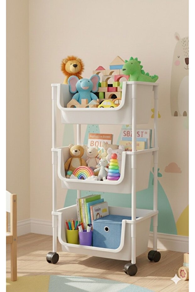 Myplas 3 Katlı Tekerlekli Organizer Raf Modern Portratif Kiler ...