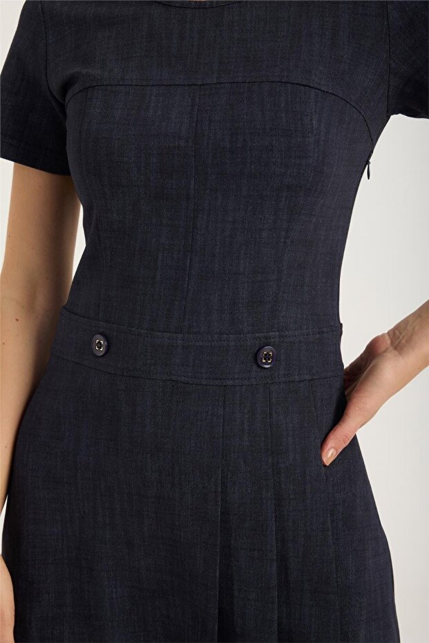 Home Store Kısa Kol Yuvarlak Yaka 3 Pileli Elbise - Fiyatı, Yorumları