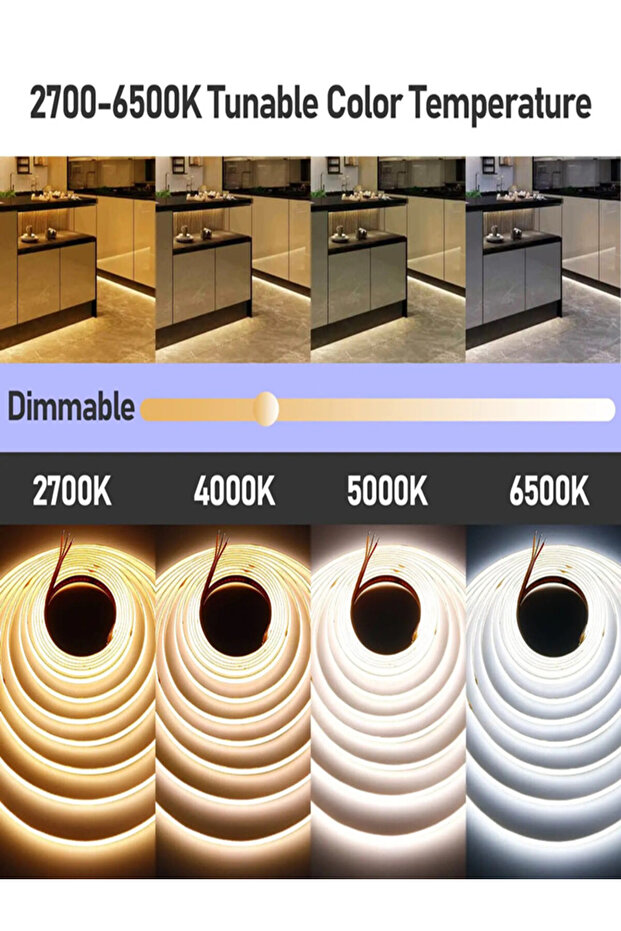 Choice 5 Meters 24V 10mm Width PCB 5V 12V 24V CCT COB LED Strip 2700K ...