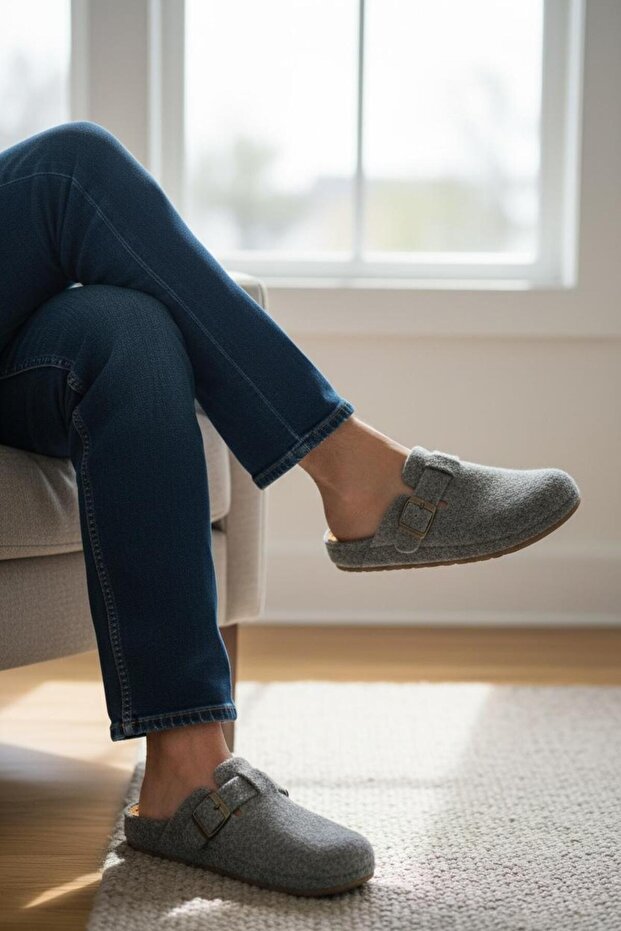 Twigy Papuci de casă pentru bărbați, confortabili și ușori, din pâslă ...