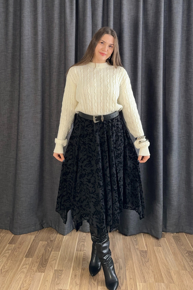 Sorridi Çiçek İşleme Desenli Asimetrik Kesim Astarlı Etek - Fiyatı ...