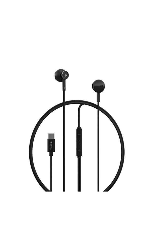 Devia Casti in-ear cu microfon, cablu 120cm si conector USB Tip C ...