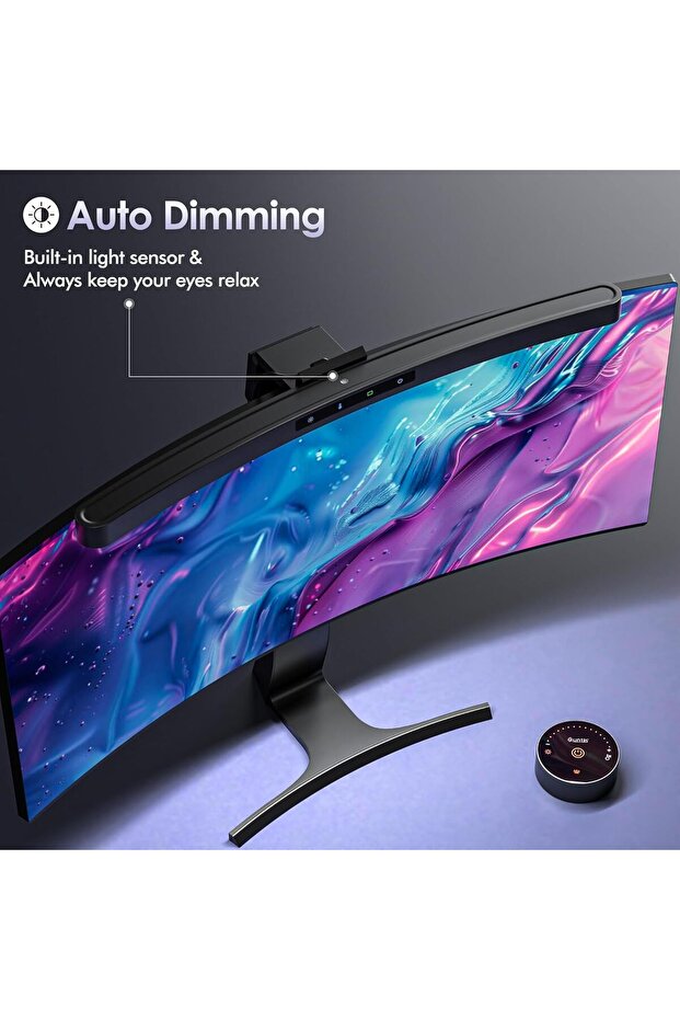Quntis Curved Monitor Light Bar with Remote & Touch, Auto Adjustable ...