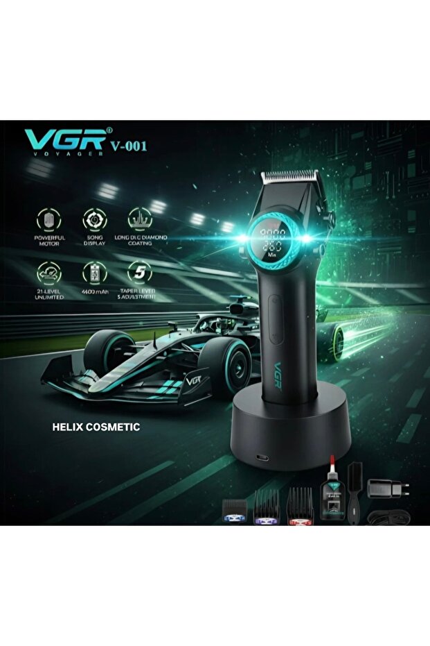 HELIX COSMETIC VGR V-001 siyah şarjlı standlı profesyonel tıraş ...