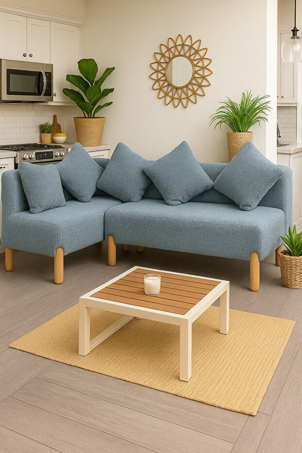 LOTUS PORT Köşe koltuk Krem Reng Peluş kumaş - Fiyatı, Yorumları