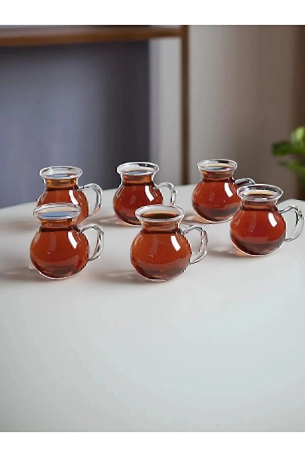HBNC Ateşe Dayanıklı Borosilikat Kulplu Cam Çay Bardağı Seti – 6'lı ...