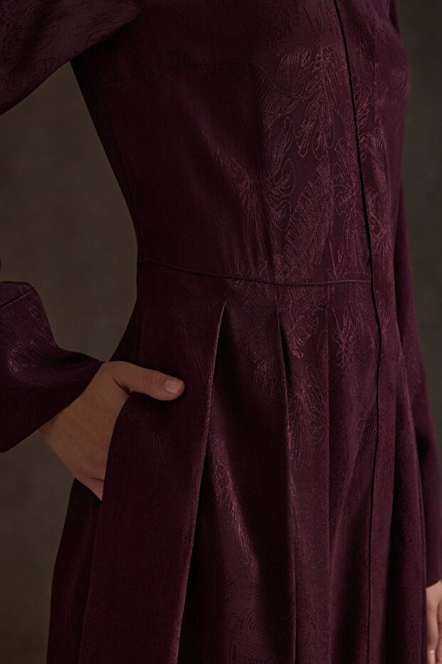 Aker Bordo Dokusu Desenli Jakar Rayon Viscon Elbise - Fiyatı, Yorumları
