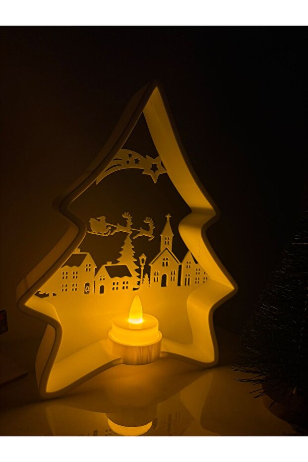 MİR STORE 3D Baskı Yılbaşı Ağaç Mumluk – Yeni Yıl Masa ve Ev Süslemesi ...