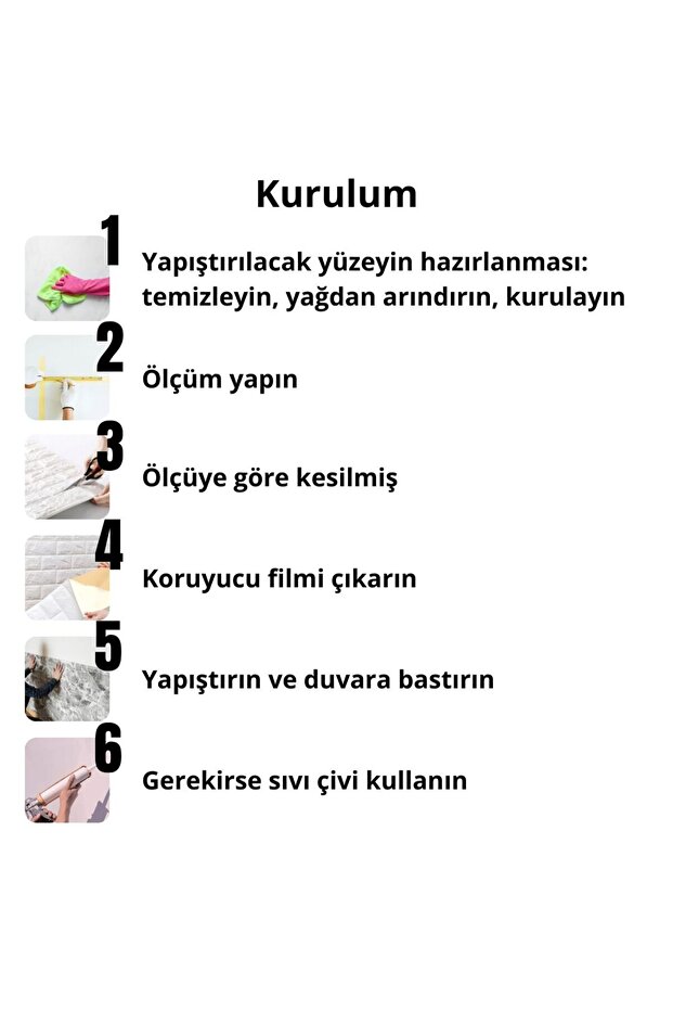 HORECA MARKET 3D Kendinden Yapışkanlı Duvar Paneli Brick Maun -8'li Set ...