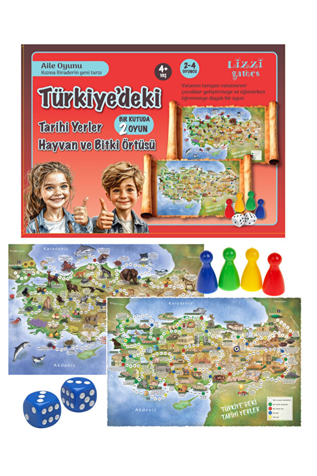 TOYFEST Lizzy Games Eğitici Çift Taraflı Türkiye Haritası Tarihi Yerler ...