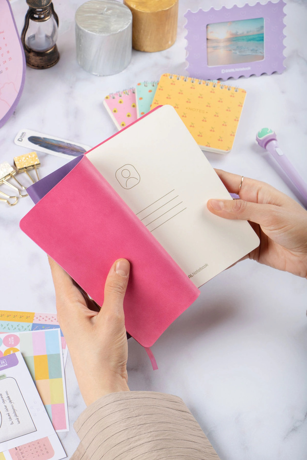 DİVAL 16,5x16,5 cm Mor Yumuşak Deri Kapak Noktalı Tarihsiz Dikişli Not ...